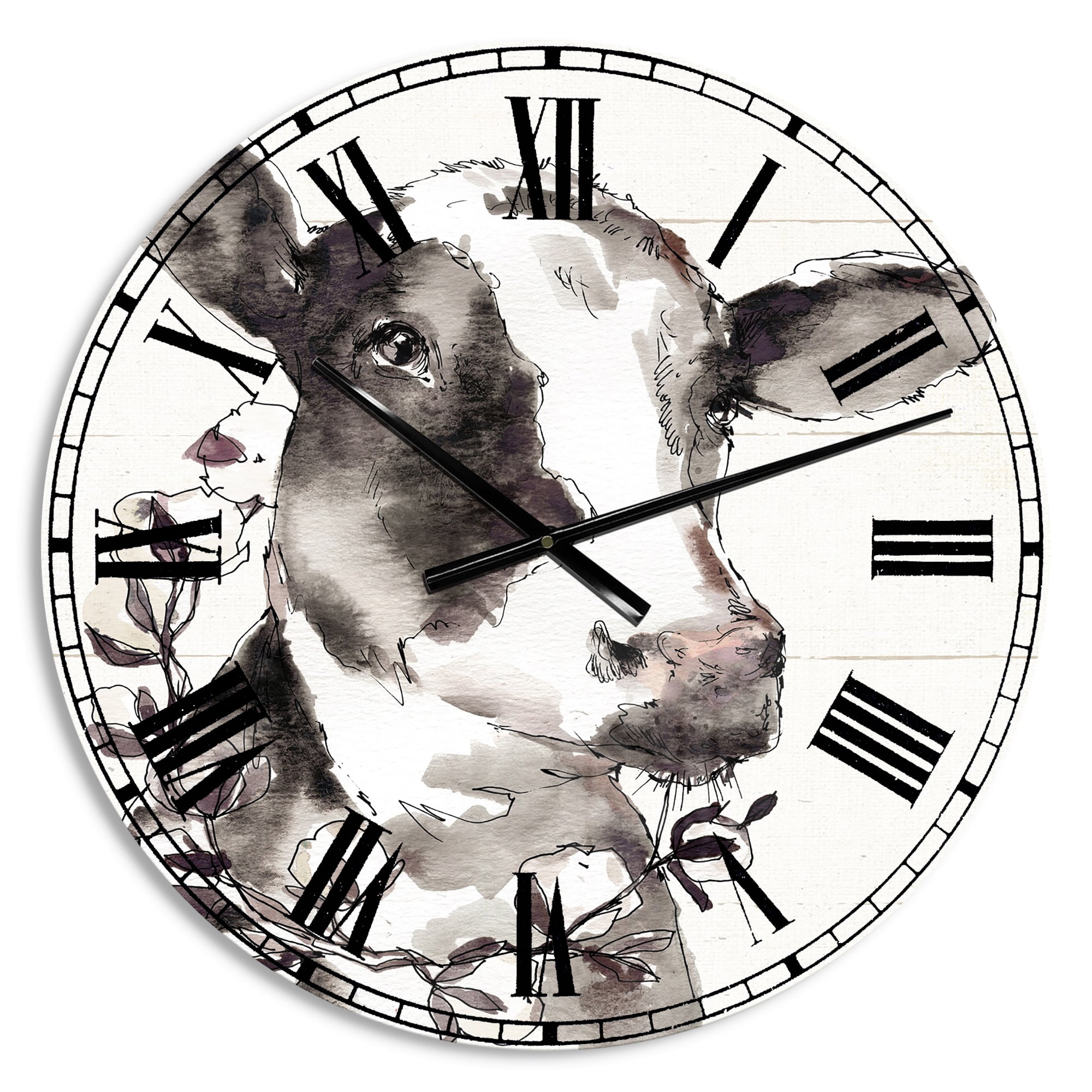 Designart 'Cow Portrait Country Life' Farmhouse wall clock - Walmart.com
