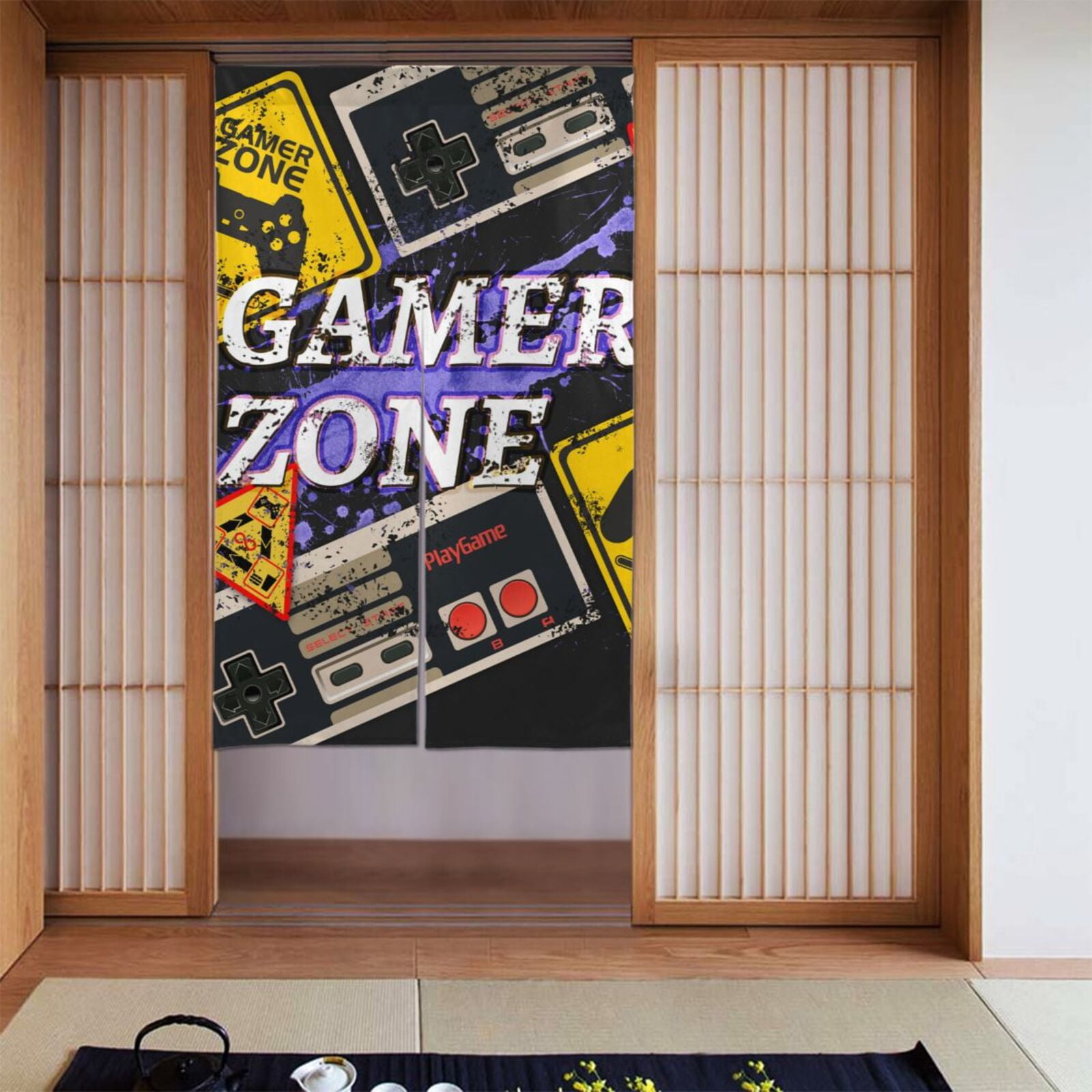 Doorway Drape Split Curtains, Game Time Gamer Zone Room Divider Privacy ...