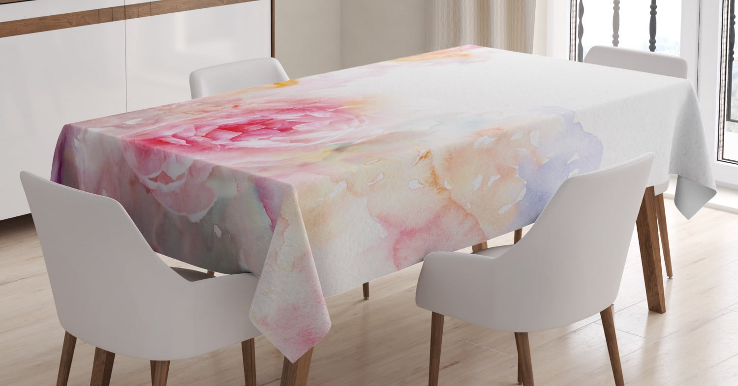 Shabby Chic Tablecloth, Nature Garden Romantic Victorian Flowers Roses ...