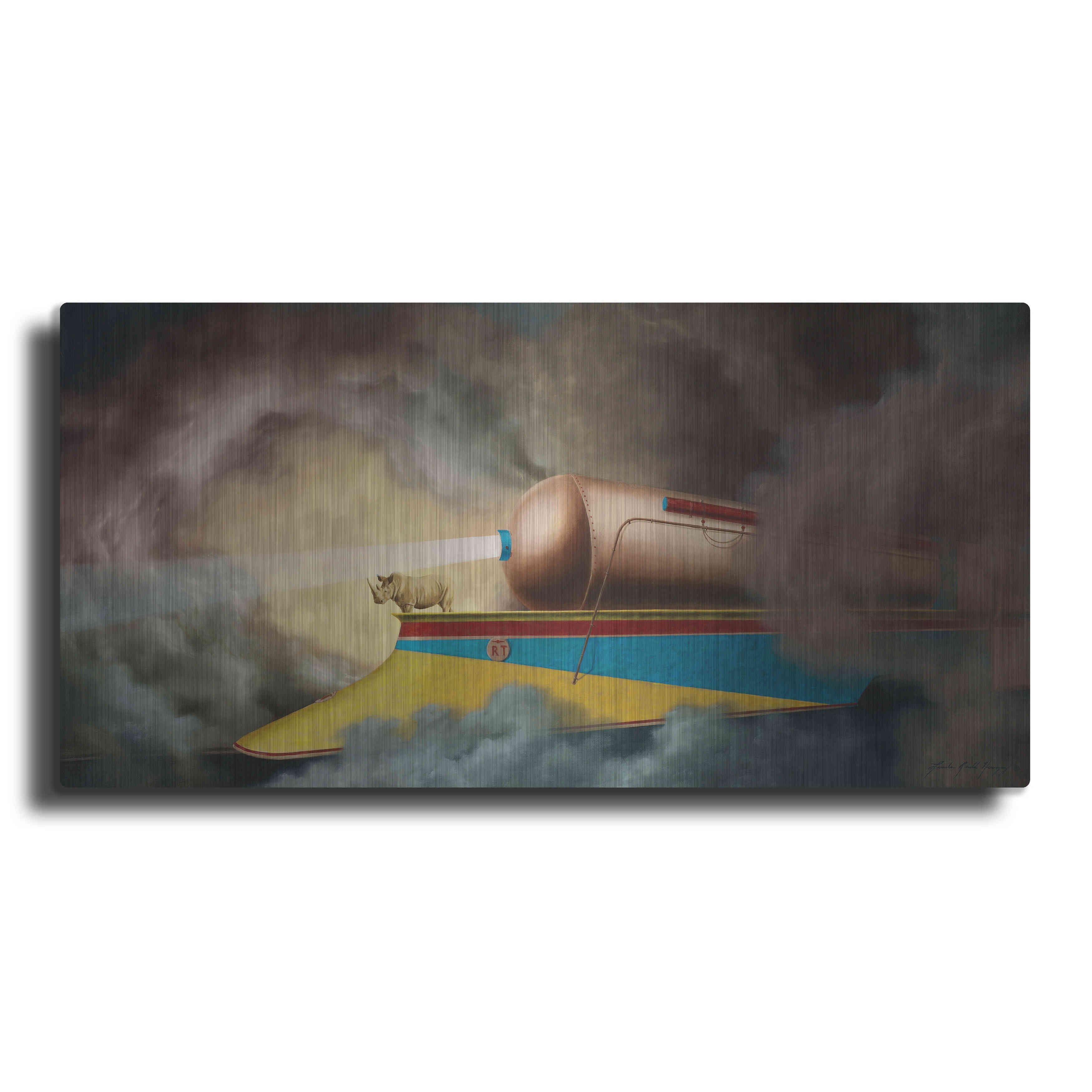 Luxe Metal Art 'Rhino Train' by Linda Ridd Herzog, 48"x24" - Walmart.com