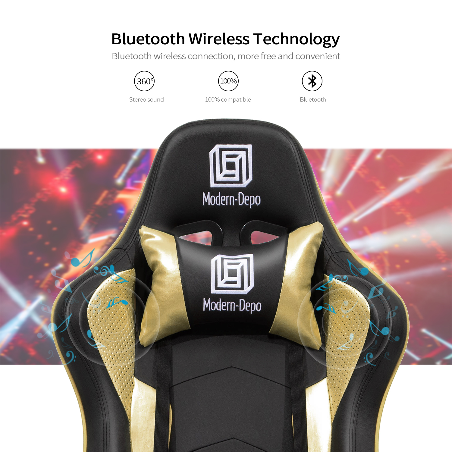 Buy Modern-Depo Ergonomic & Lumbar Support Swivel Gaming Chair, Black ...