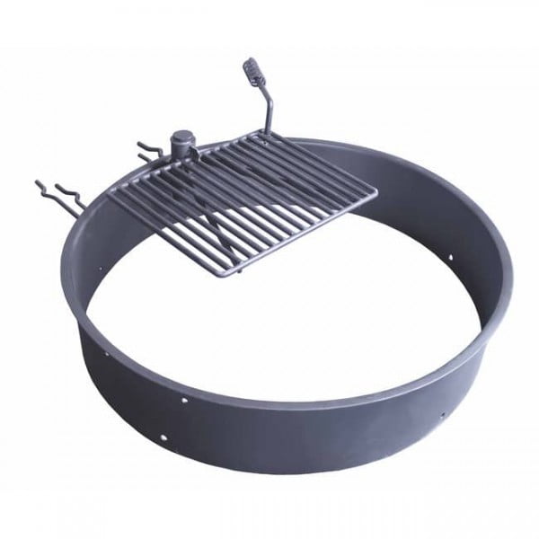 Steel Fire Ring with Grate, Heavy-Duty Fire Pit and Grill for Camping ...
