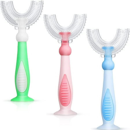 JOYWEIKids Toothbrushes 3 Pack U Shape Toddler Toothbrush Soft Silicone ...