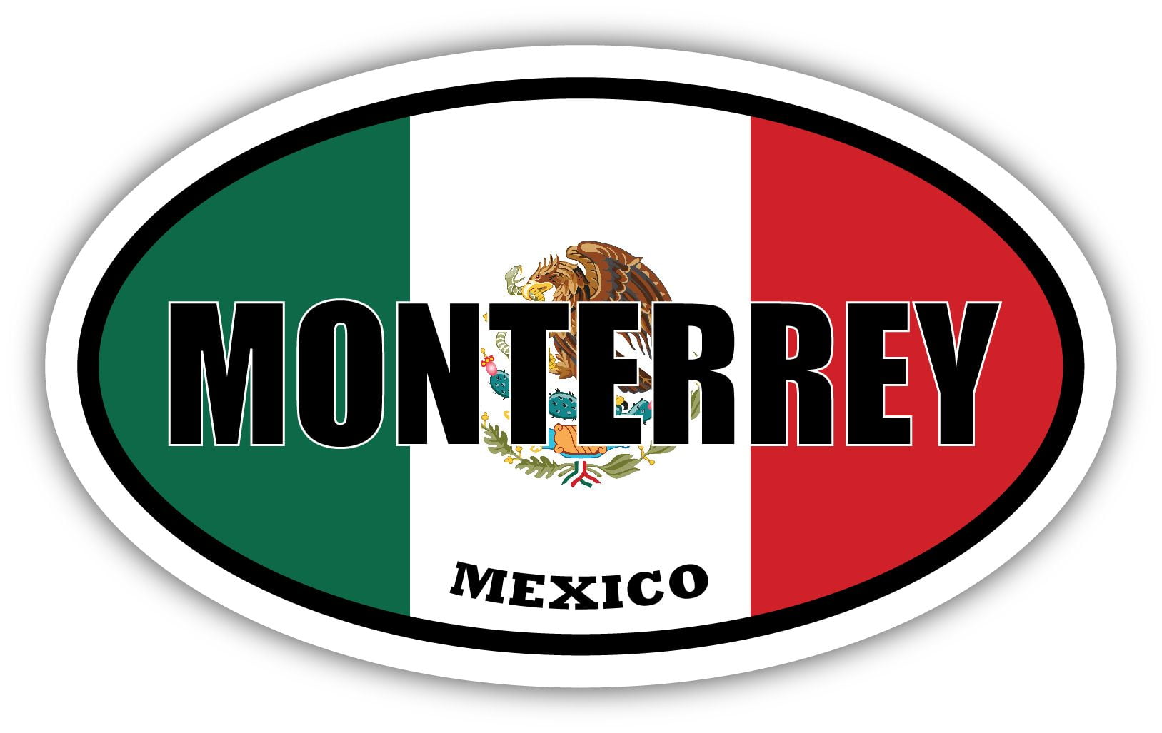 Monterrey Mexico Flag Oval Decal Vinyl Bumper Sticker 3x5 inches ...
