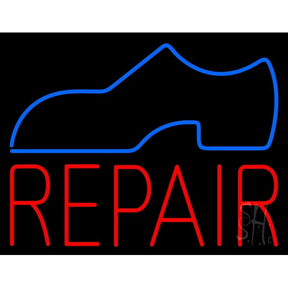 Instant Shoe Repair LED Neon Sign 15 x 19 - inches, Black Square Cut ...