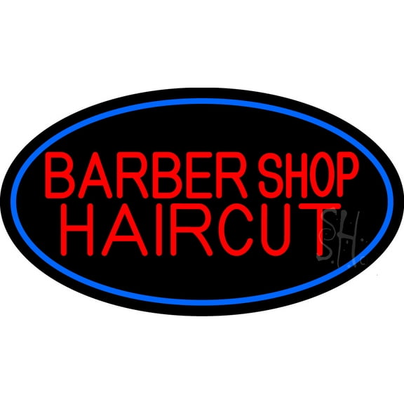 Red Barber Shop Blue Border LED Neon Sign 24 x 31 - inches, Black ...