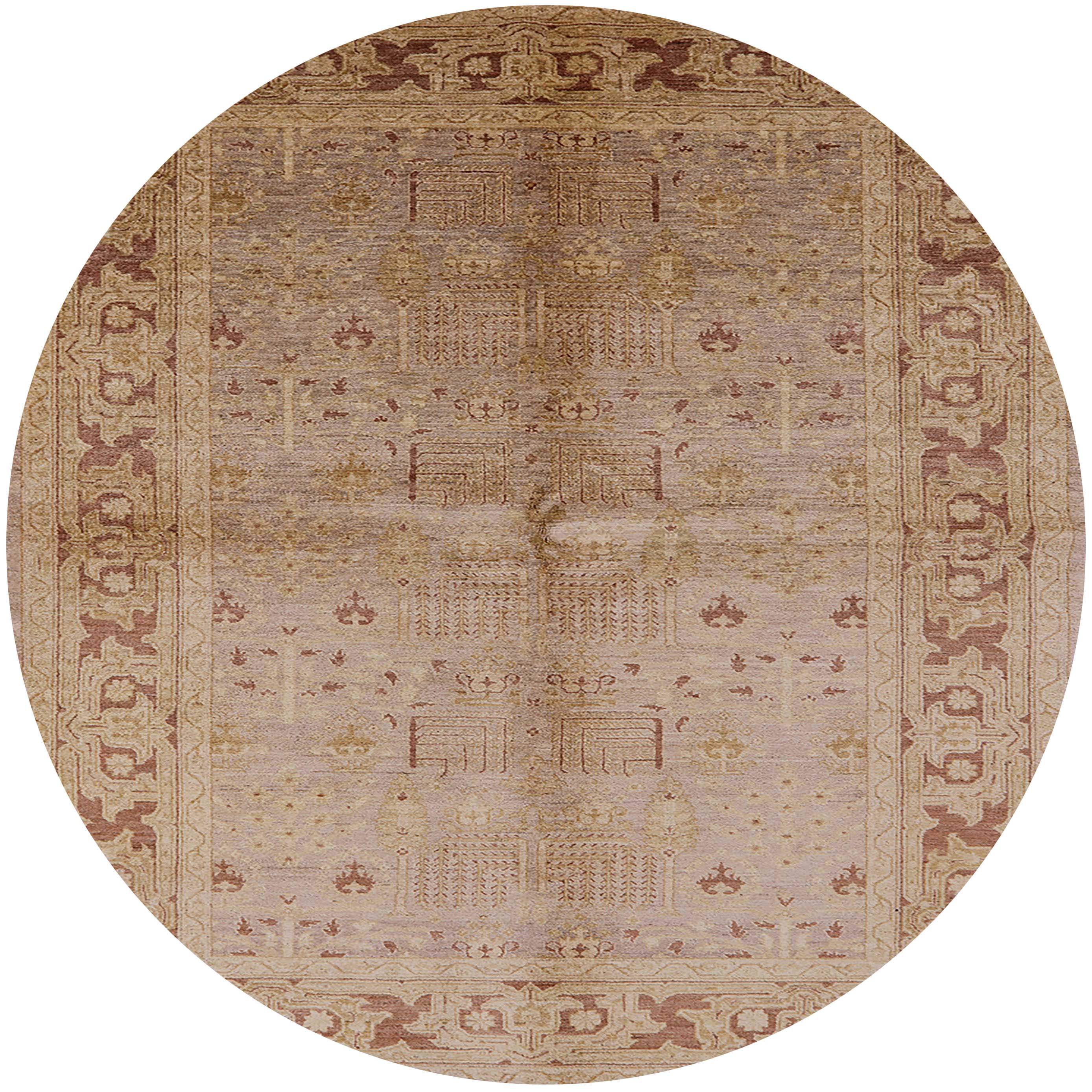 Ahgly Company Indoor Round Mid-Century Modern Light Brown Oriental Area ...