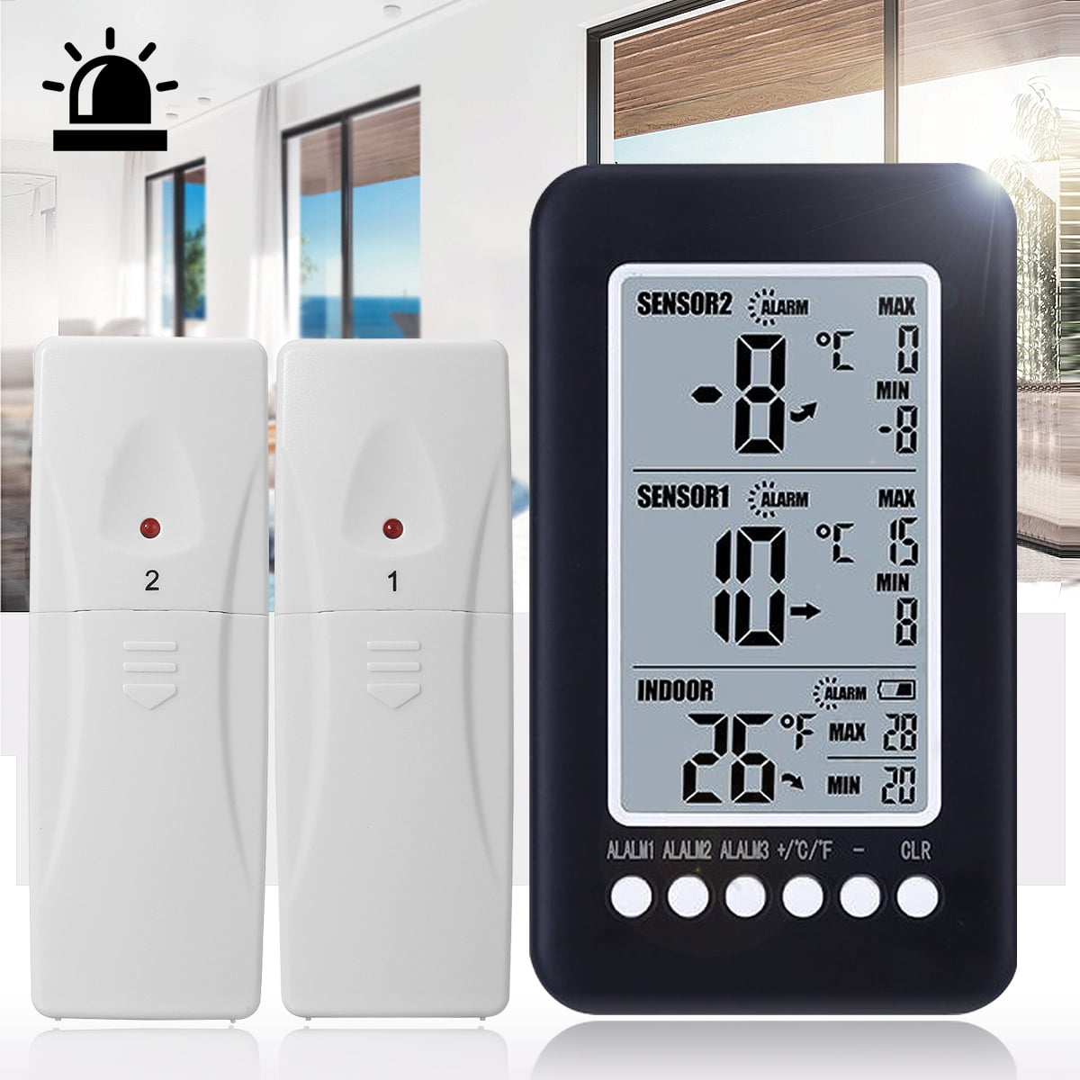 Wireless Digital LCD Indoor Thermometer Monitor Weather Station with ...