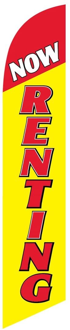 Now Renting yellow/red Feather Banner Swooper Flag - NO WIND REQUIRED ...