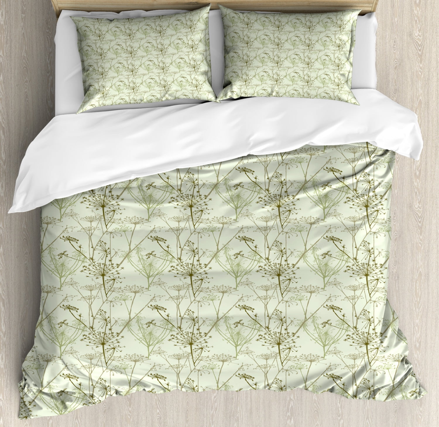 Spring Duvet Cover Set Queen Size, Hand Drawn Monochrome Composition of ...