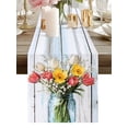 Burlap Table Runner 48 Inches Long, Spring Floral Colorful Tulips Non ...