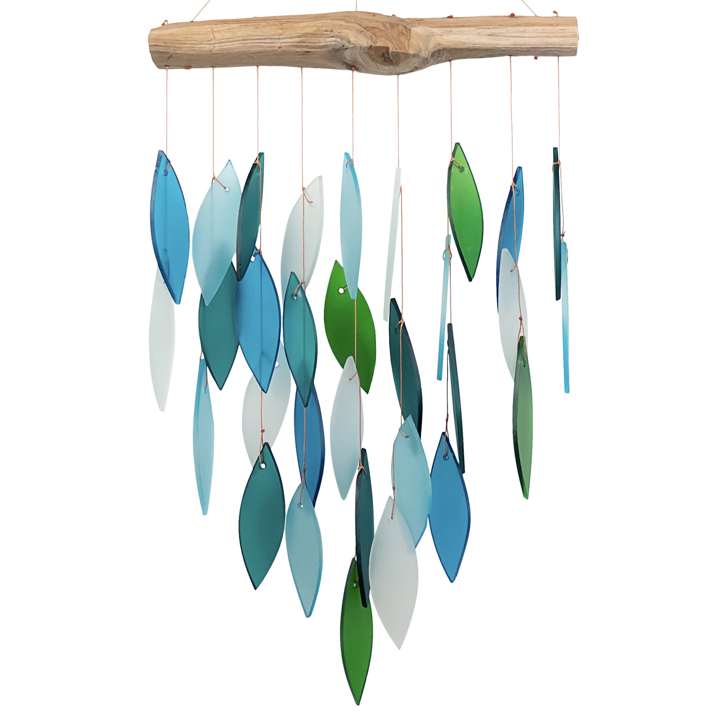Blue Handworks Glass Wind Chime Ocean Waterfall Suncatcher Outdoor ...