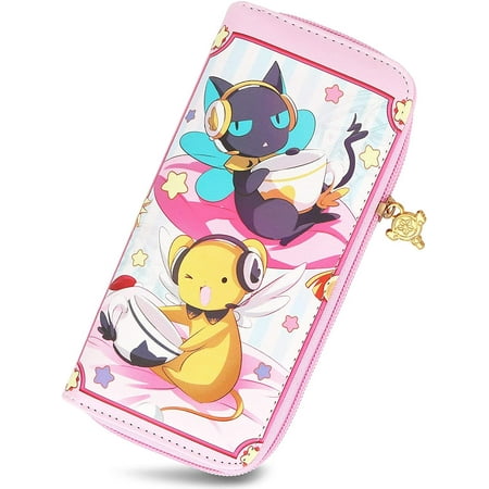 HUOGUO Anime Cardcaptor Sakura Wallets for Women Faux Leather Pink Long ...