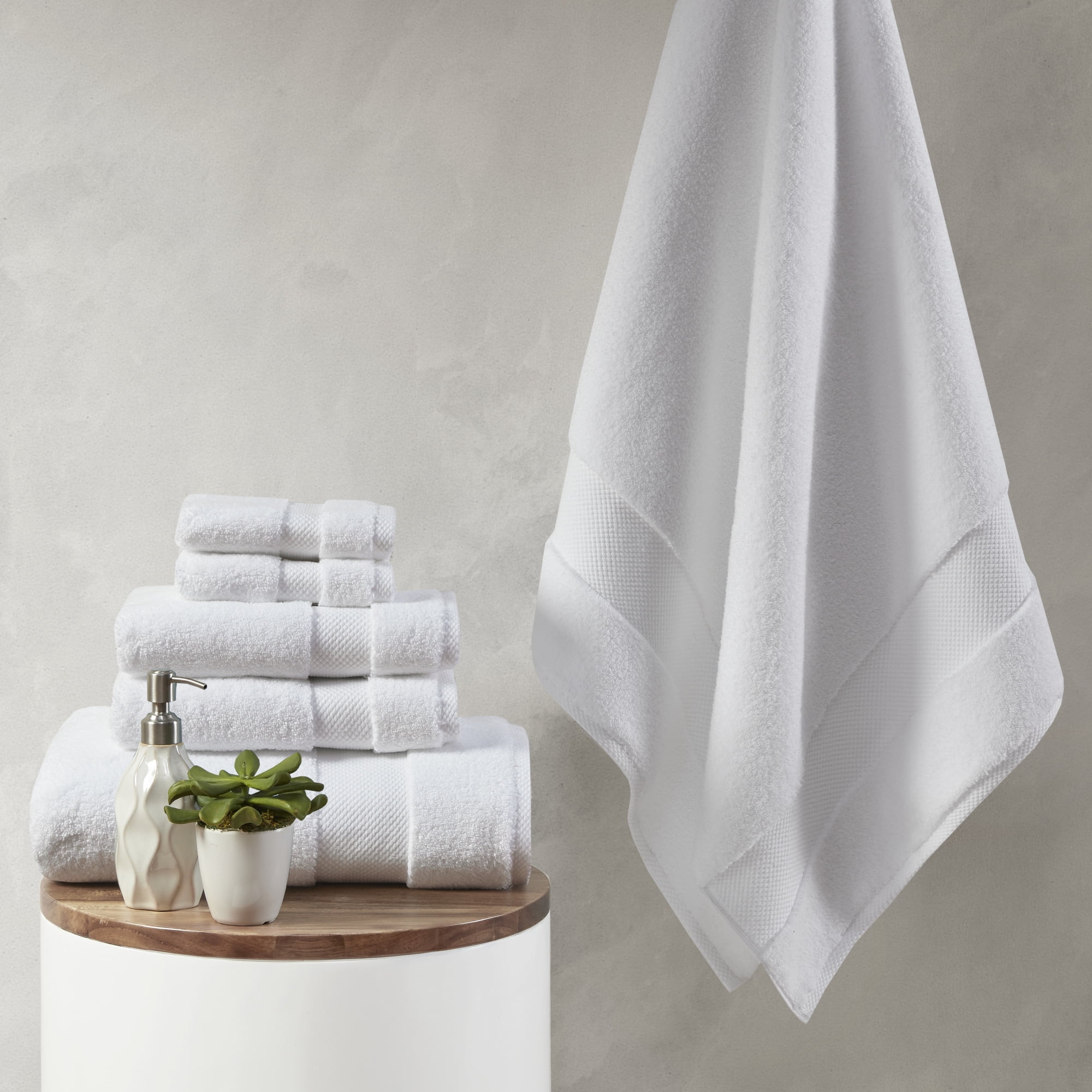 Home Essence Splendor 1000gsm 100% Cotton 6 Piece Towel Set, White ...