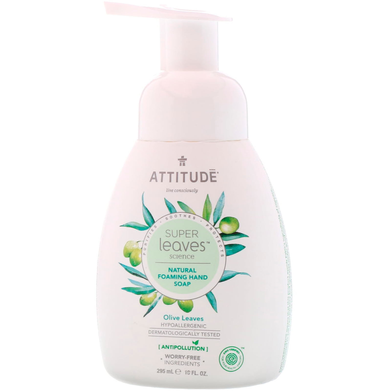 ATTITUDE Super Leaves Science Natural Foaming Hand Soap Olive Leaves 10 ...
