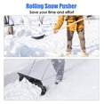 Snow Shovel Rolling Pusher, Heavy Duty 26” Snow Plow with Wheels ...