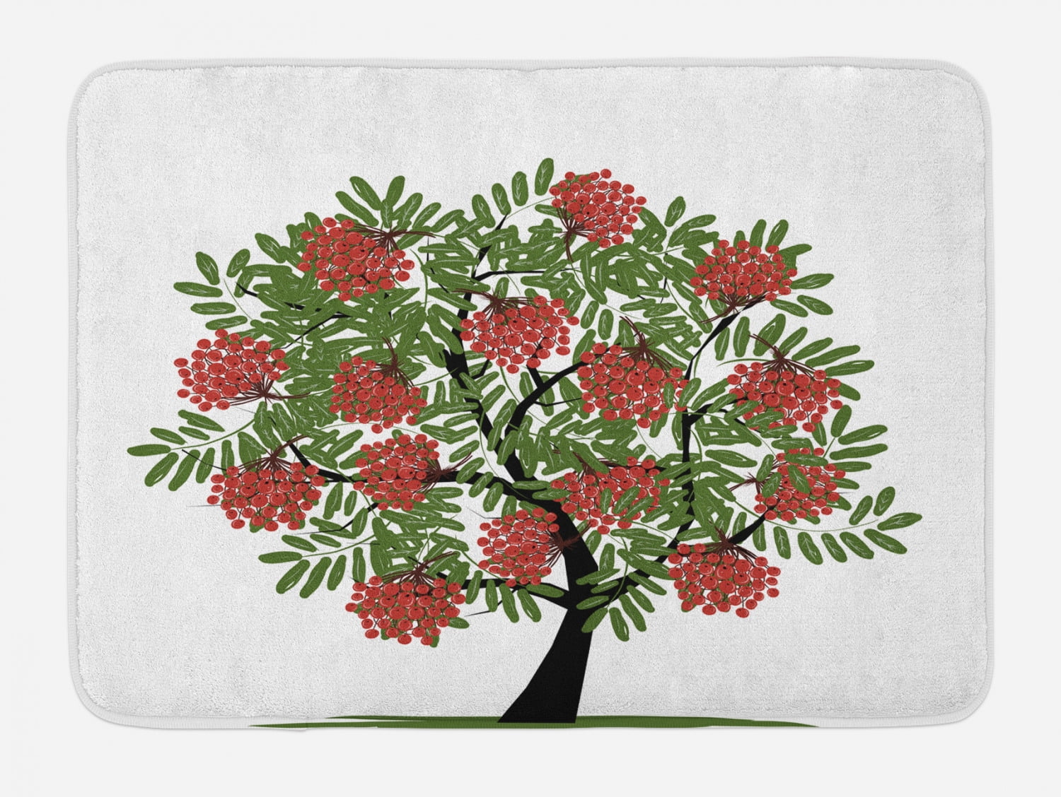 Rowan Bath Mat, Rowan Tree Full of Fruits Fresh Organic Ecology Themed ...