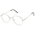 Classic Slim Metal Frame Clear Flat Lens Round Eyeglasses 52mm (Silver ...