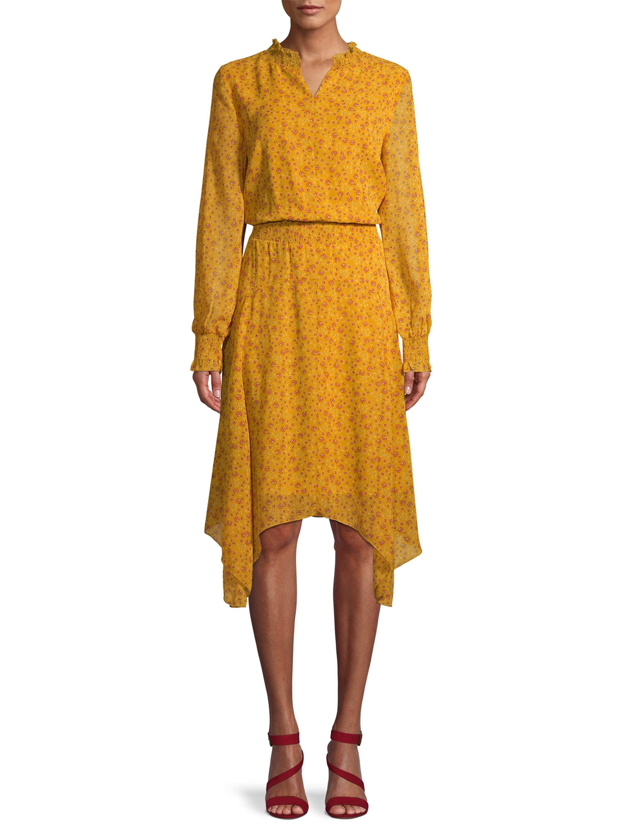 Time and Tru Women’s Long Sleeve Handkerchief Dress - Walmart.com