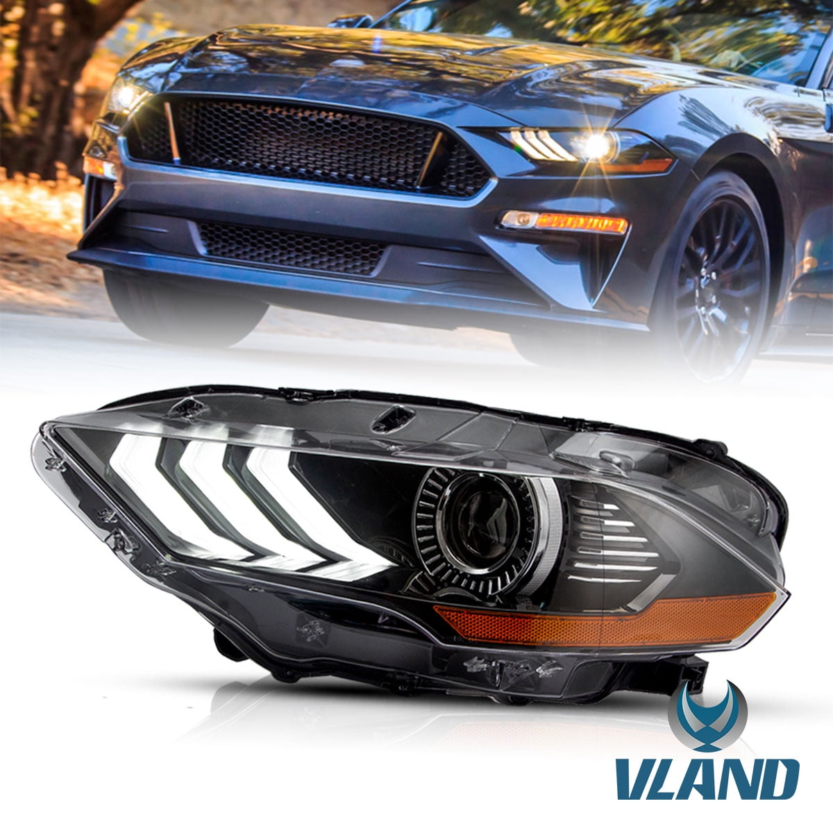 VLAND 1 PC Left side Headlights For Ford Mustang 2018 2019 2020 without ...