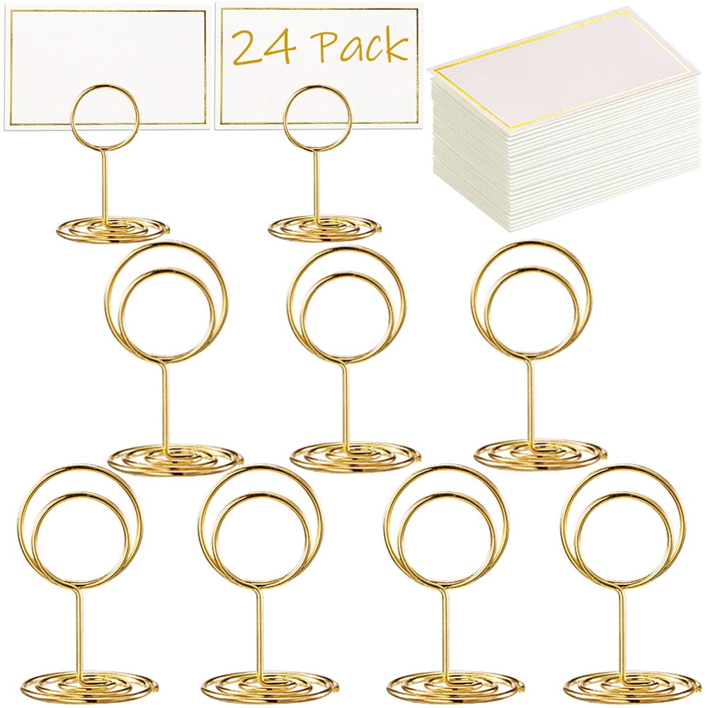 Toncoo 24 Pcs Premium Gold Table Number Holders and 24 Pcs Place Cards ...