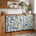 Blue Yellow Spring Floral Cabinet Curtain 32"Wx55"L,Dustproof Pantry ...