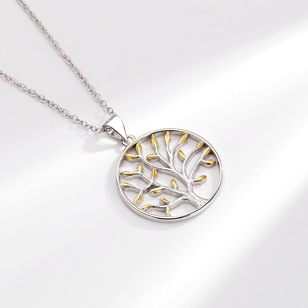 Sterling Silver Two-Tone Tree of Life Pendant Necklace - Walmart.com