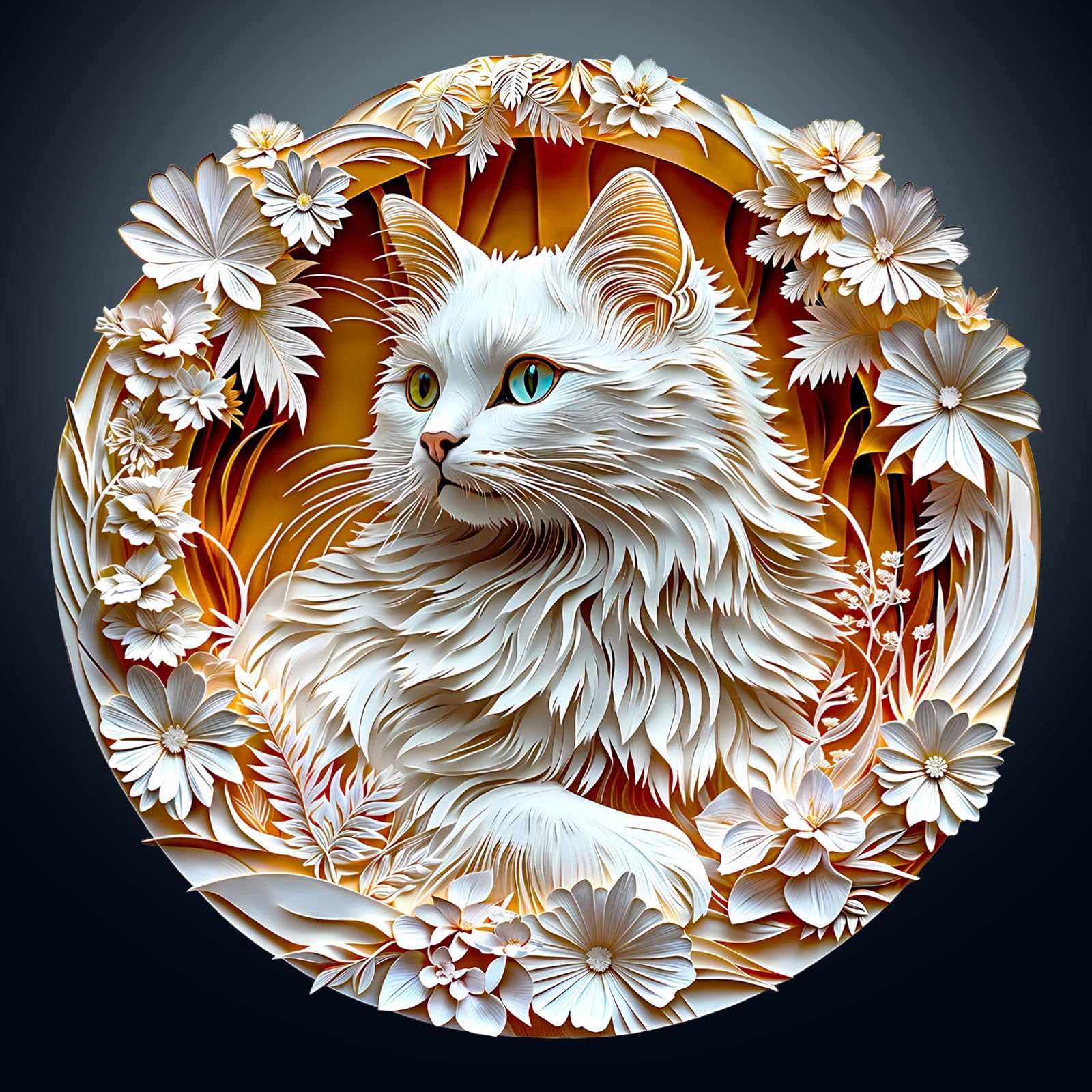 Puzle de madera Welsky con efecto visual 3D, gato blanco para adultos ...