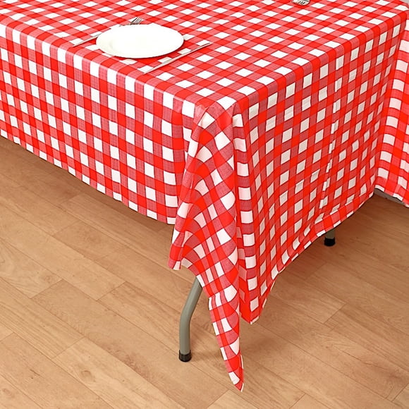 Plastic Red And White Checkered Tablecloth