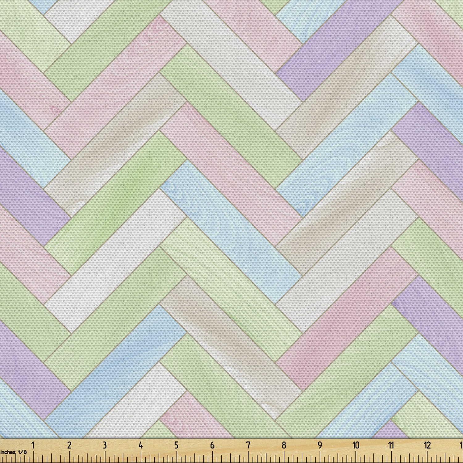 Pastel Fabric by the Yard, Soft Colored Realistic Parquet Wooden Floor ...