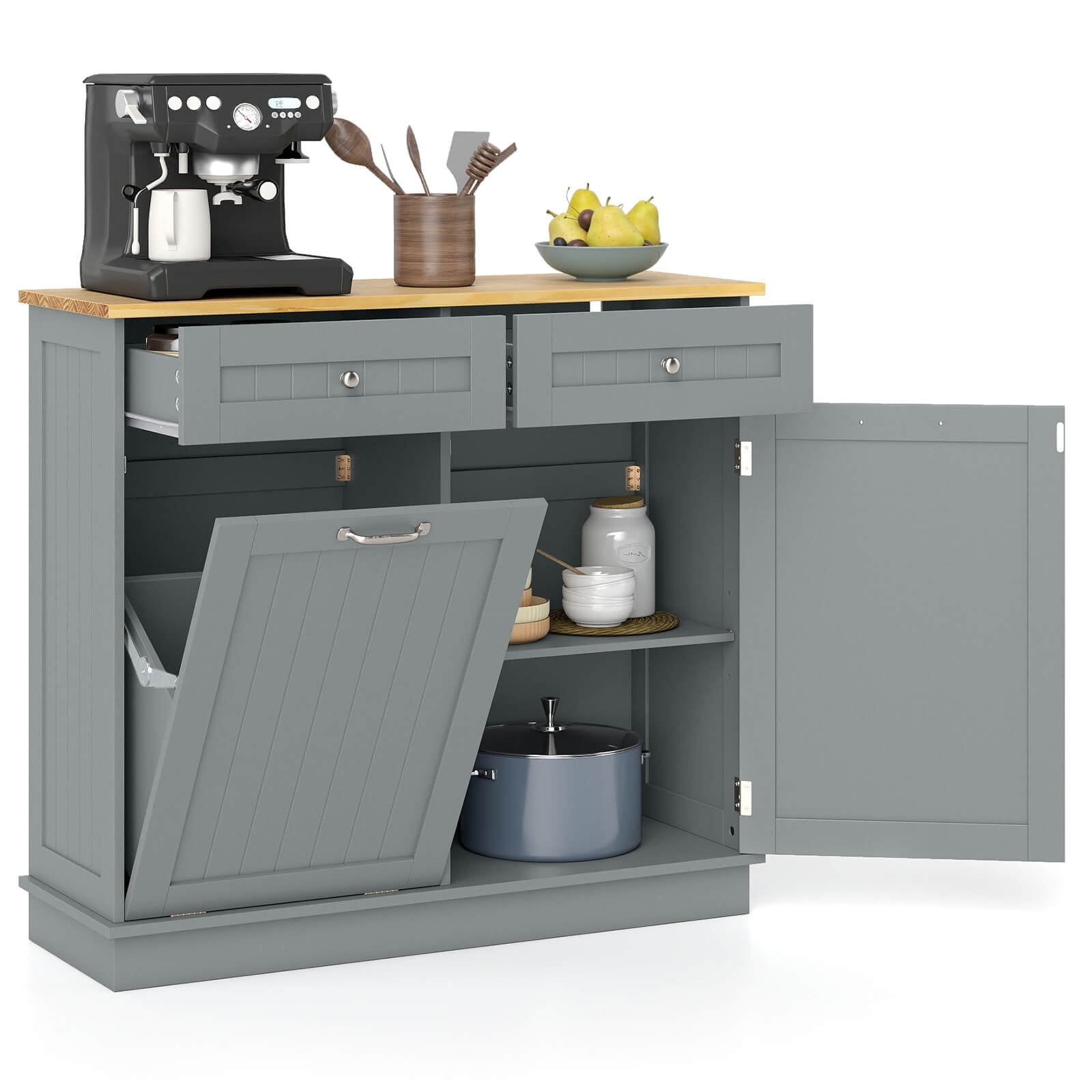 Click here for Costway 15.5 Gallon Kitchen Tilt Out Trash Cabinet... prices