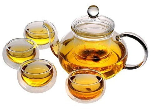 Glass Filtering Tea Maker Teapot with a Infuser, a Warmer and Tea Cups ...