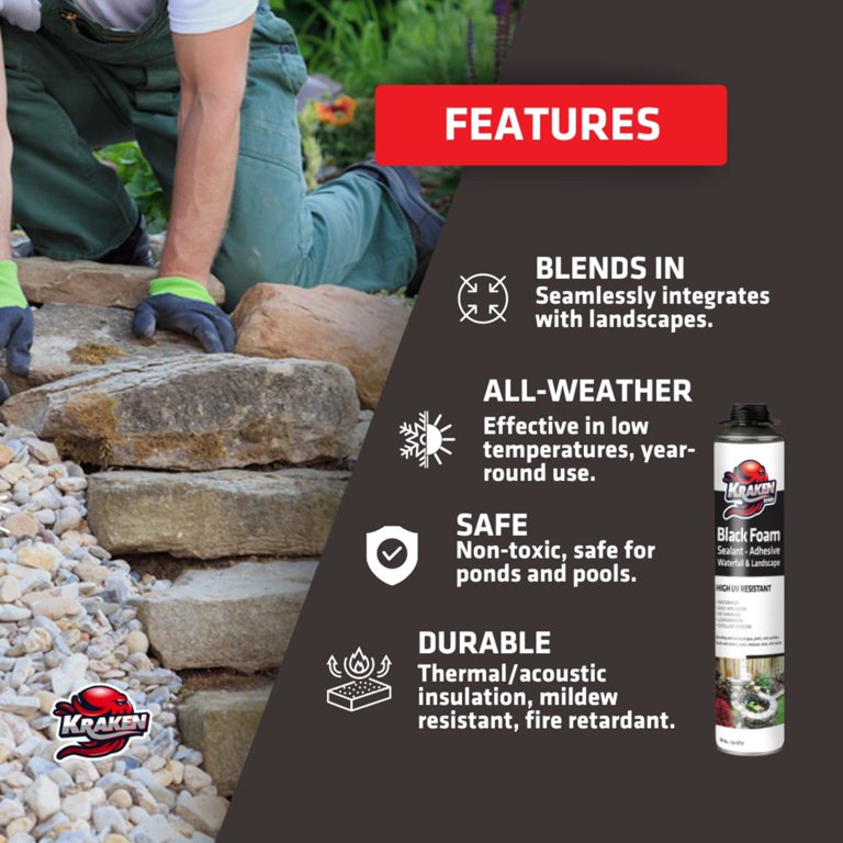 Black Waterproof Foam For Ponds Smartpond Black Waterfall Foam Sealant ...