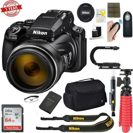 Nikon Coolpix P1000 16MP 125x Super-Zoom Digital Camera + 64GB ...