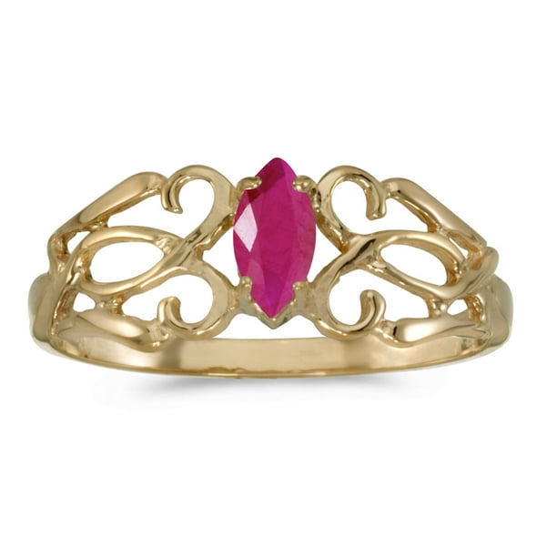 10k Yellow Gold Marquise Ruby filigree Ring - Walmart.com