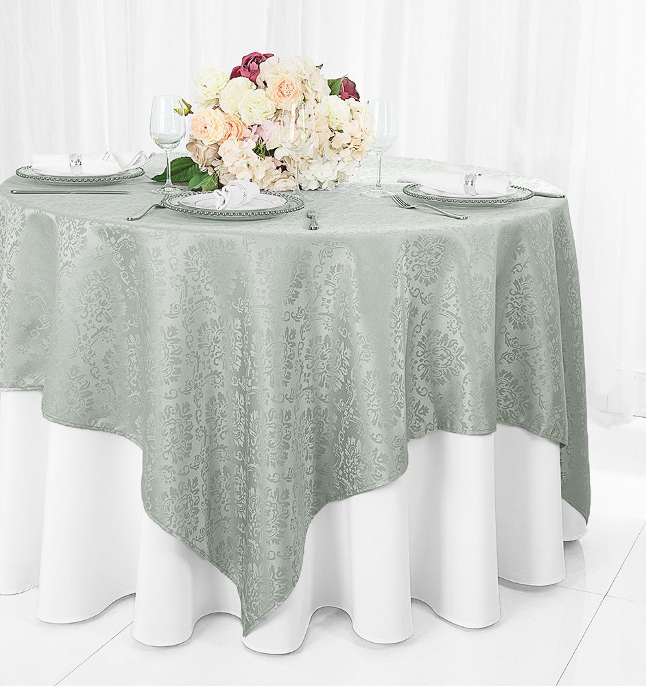 Wedding Linens Inc 72 x72 Damask Jacquard Polyester Table Overlay Wedding Linens Inc 72 x72 Damask Jacquard Polyester Table Overlay