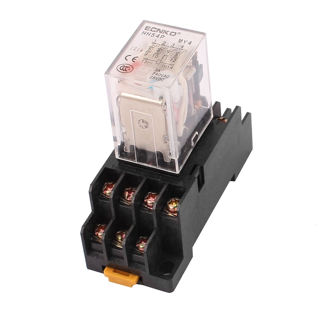 AC110V Coil 14 Terminals 4PDT 35mm DIN Rail Electromagnetic Power Relay ...