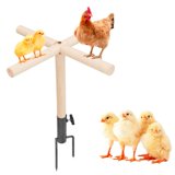 Ruike Sturdy Wooden Chicken Perch Toy with Metal Ground Stake - Coop ...