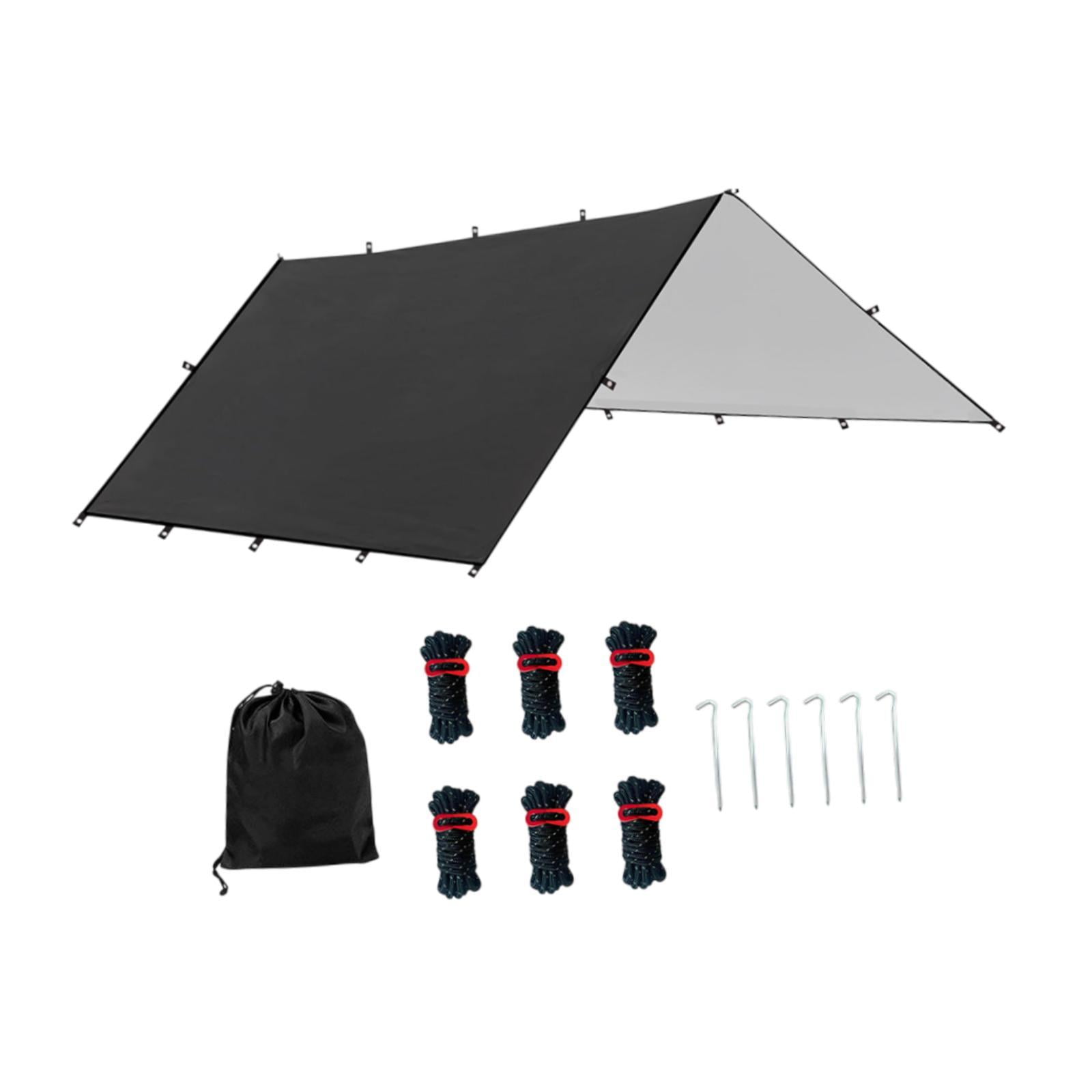 Tarp Tarp Sun dosel plegable con 6 estacas y 6 cuerdas multipropósito ...