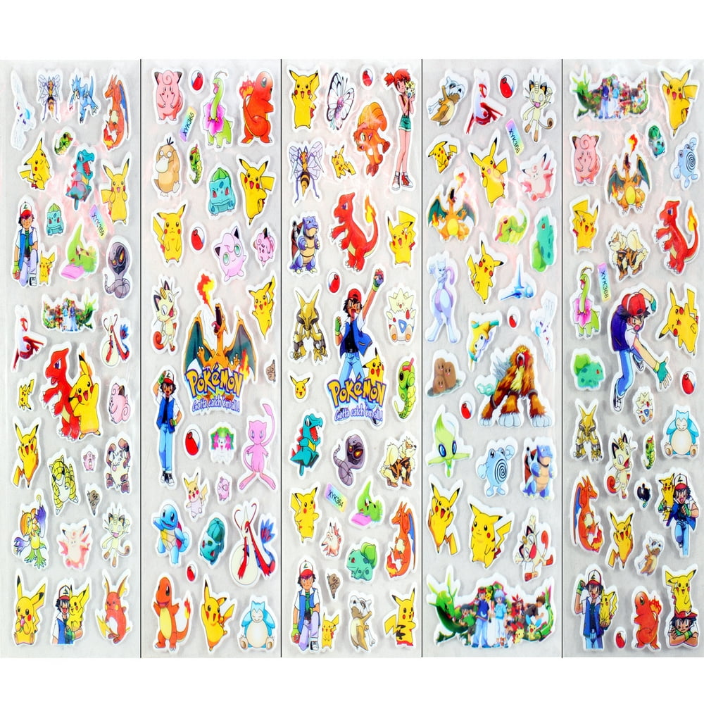 120 Pokemon Stickers 3D Puffy Foam - 5 Sheets - Walmart.com - Walmart.com