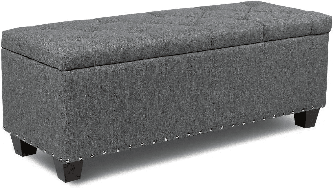 MoNiBloom 42" Microfiber Rectangle Storage Ottoman, Upholstered Tufted ...