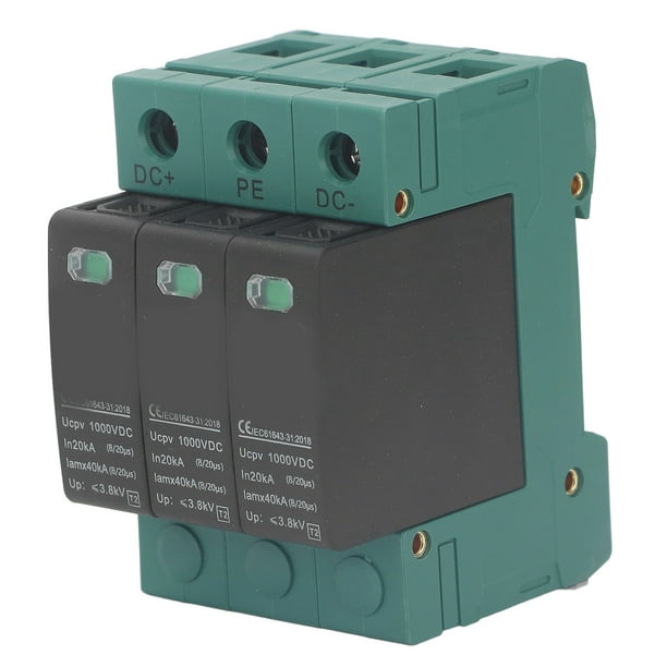 Dispositivo De Protección Contra Sobretensiones, 1000V DC 20‑40KA 3P PC Protector De Pararrayos ...