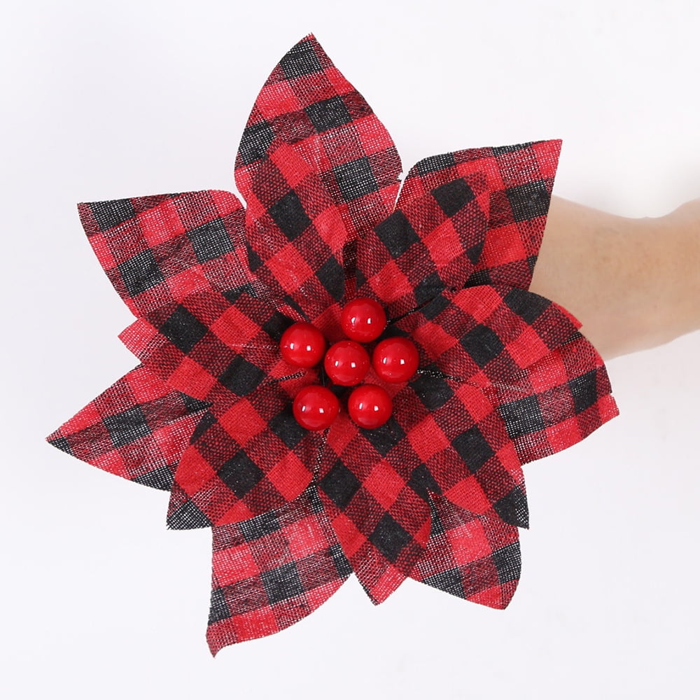 Click here for Zhuge 6 Pieces Buffalo Plaid Poinsettias Christmas... prices