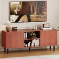 55in Fluted Media TV Console for TVs Up to 65", Walnut Entertainment ...