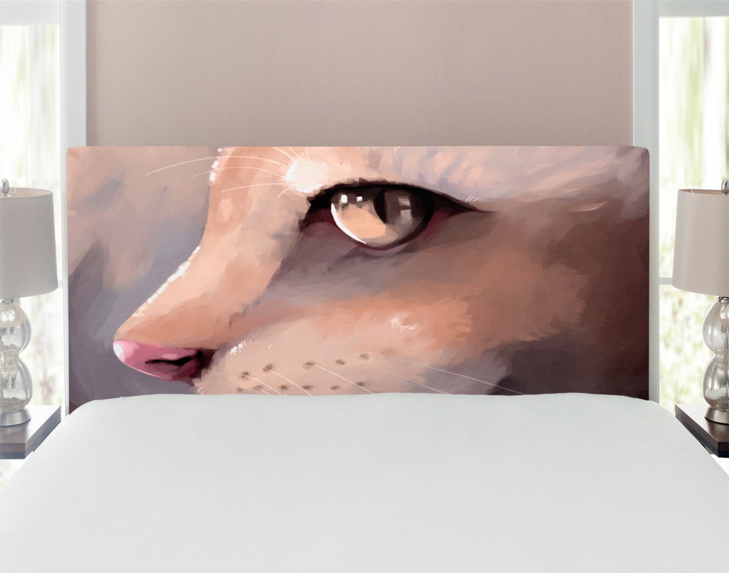 Cat Headboard, Illustration Cat Portrait Kitty Zoom Face Big Eyes ...