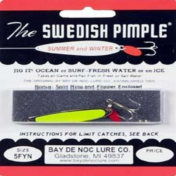 Bay de Noc Swedish Pimple Fishing Lure, Yellow & Nickel, 1/3 Oz ...