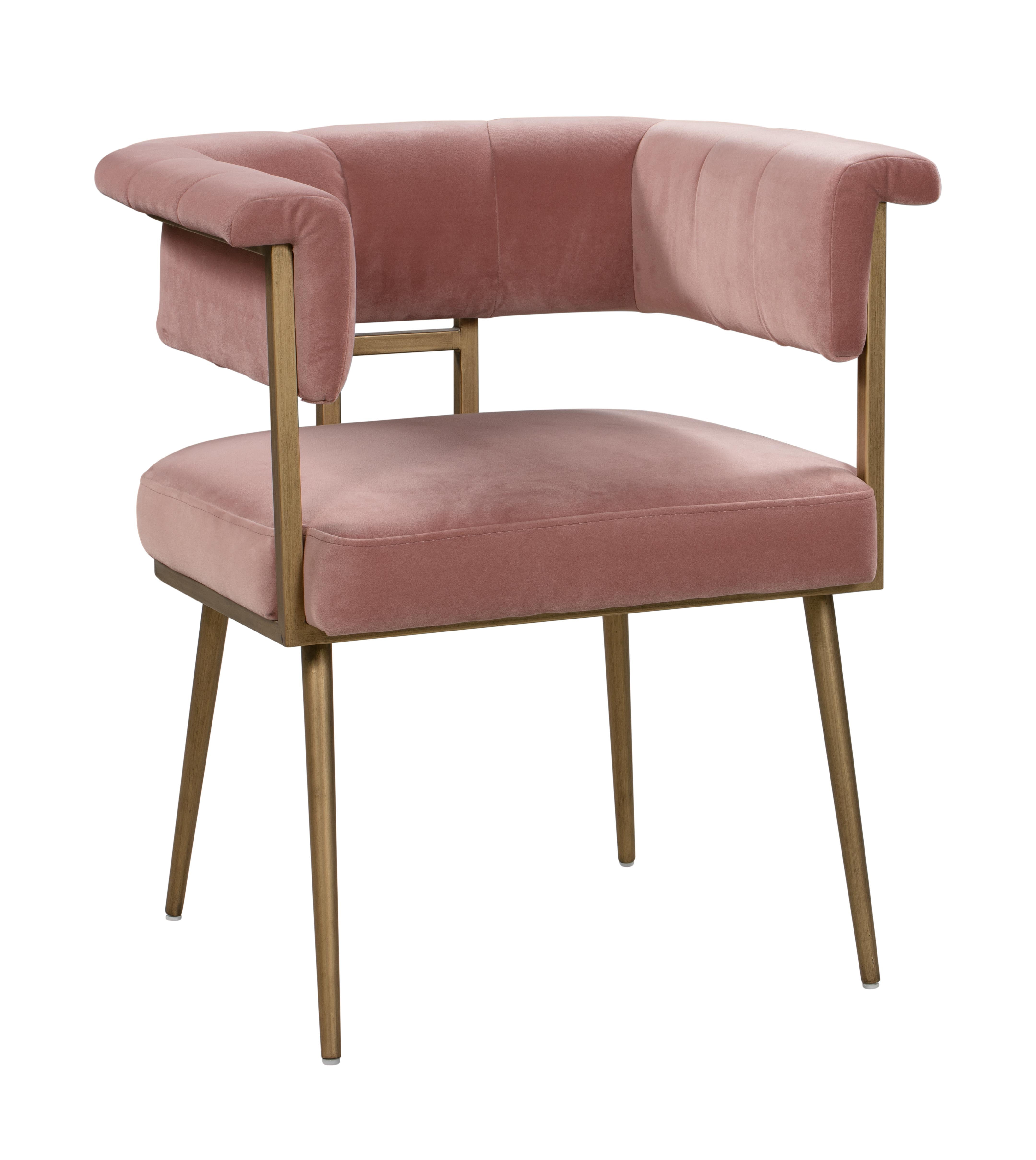 TOV Furniture Astrid Blush Velvet Dining Chair with Antique Brass Frame ...
