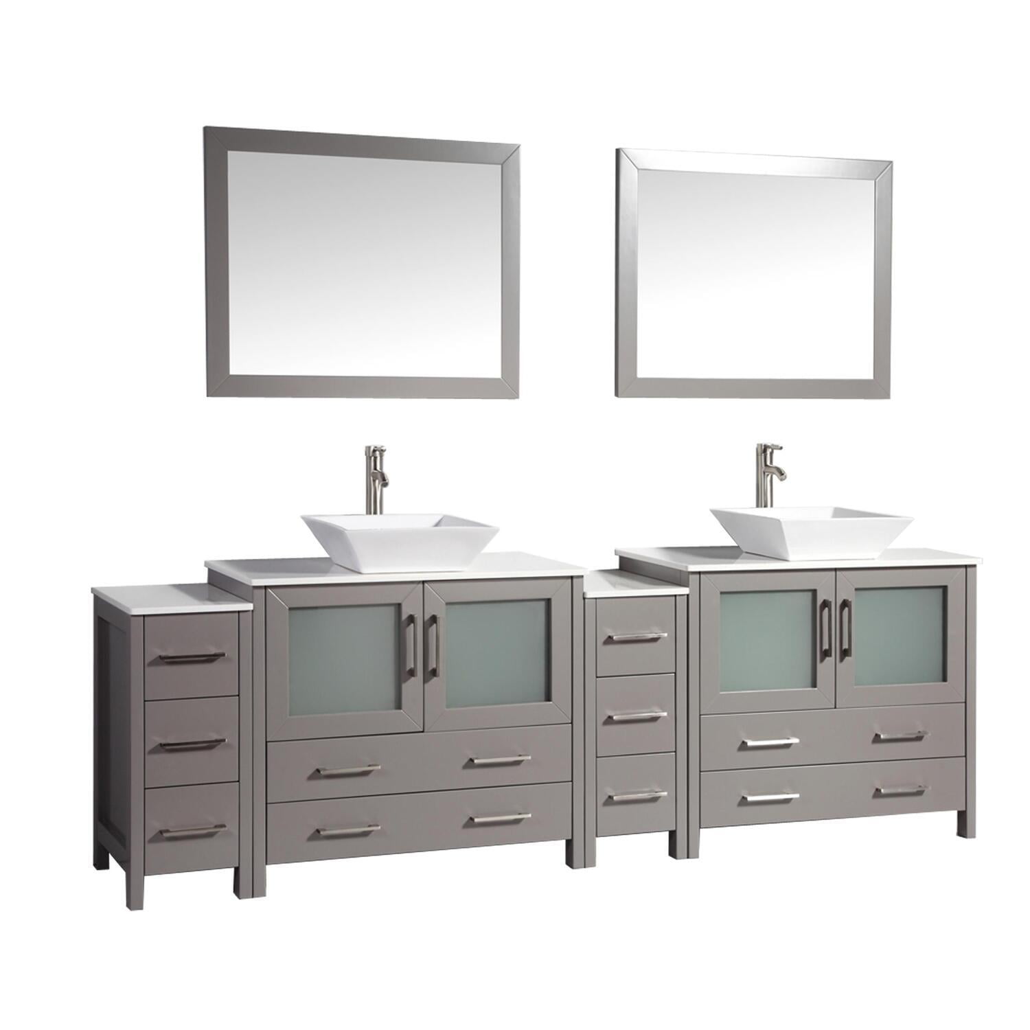 Vanity Art 96 inch double sink bathroom vanity set with ceramic vanity ...