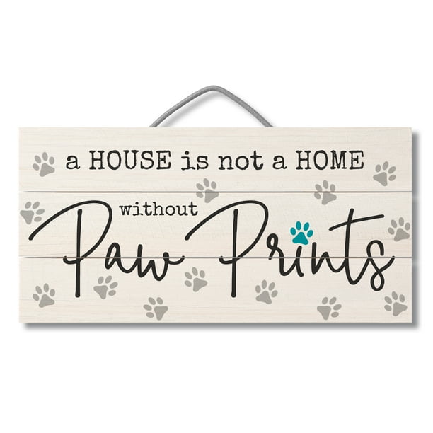 CounterArt "Paw Prints" Decorative Slatted Pallet Wood Sign 12" by 6 ...