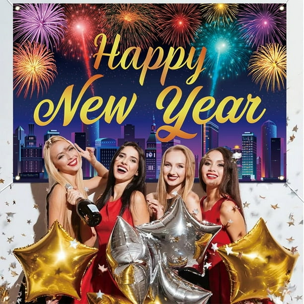 Decoraciones de Año Nuevo 2025, Fondo de pancarta de Feliz Año Nuevo ...